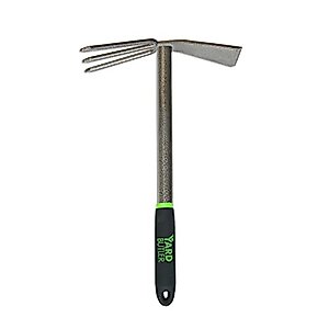 Yard Butler Terra Tiller All Steel 15” Tilling Weeding Loosening Cultivating Digging and Chopping Garden Hand Tool Three Thick Prongs And Heavy Duty Chopping Blade With Welded Handle – TT-4T