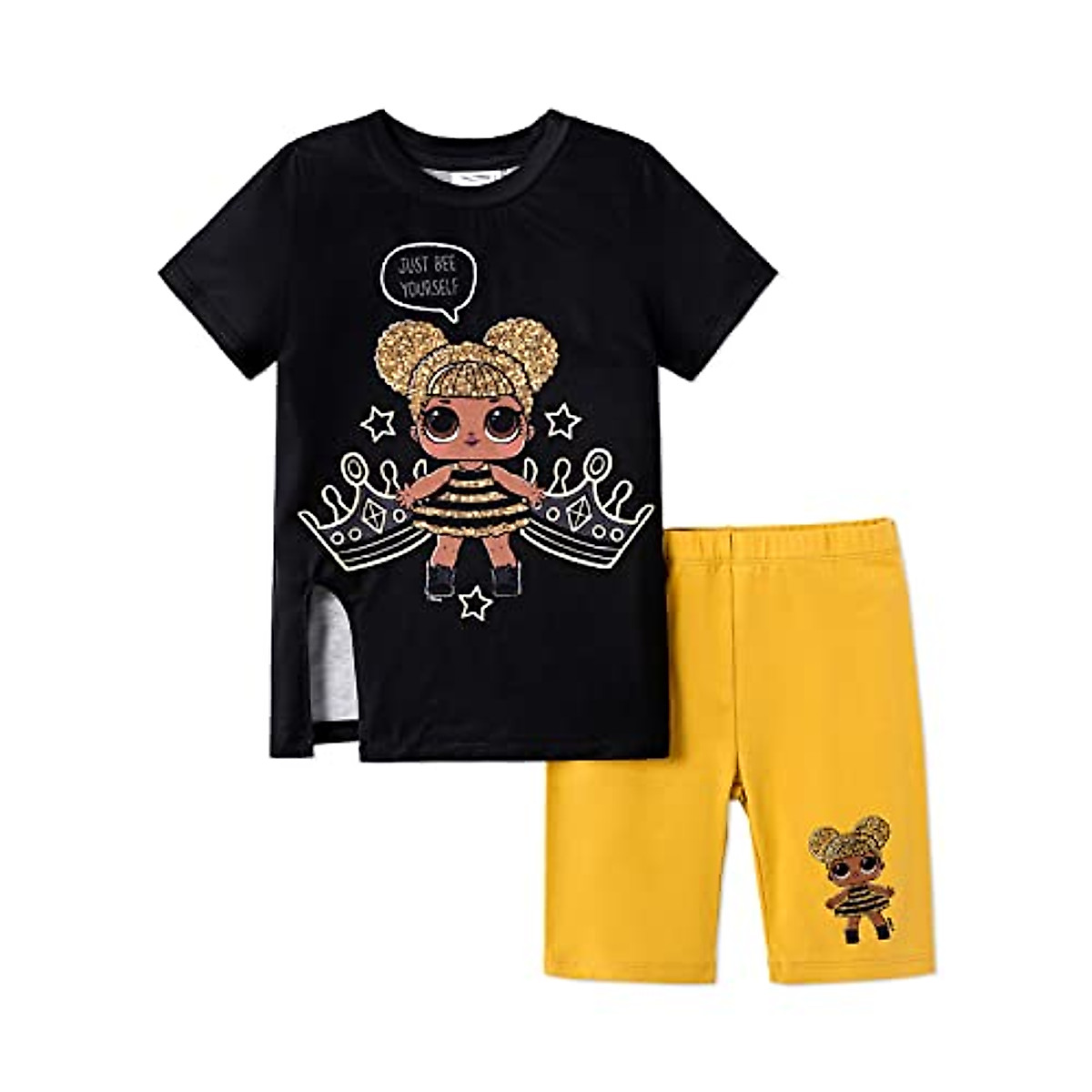 L.O.L. Surprise! Toddler Kids Girls Outfits Girls Shortsleeve Tops Tee Tshirt and Shorts Set Black 4-5 Years