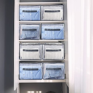 2PCS Washable Wardrobe Clothes Organizer, 7 Grids Foldable Visible Clothes Compartment Storage Box Closet Drawer Organizer Mesh Separation Box for T-shirt, Skirts, Legging, Jeans, Kid Clothes (Gray)