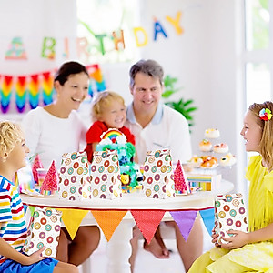 Fowecelt 24 Pack Donut Party Favor Bags, Sweet Doughnut Goodie Candy Treat Bag for kids Birthday Party Baby Shower Decoration Supplies