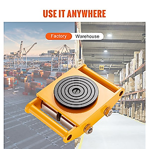 VEVOR 4PCS Machinery Skate Dolly, 26455LBS/12T Industrial Machinery Mover, Heavy Duty Carbon Steel Machinery Moving Skate & 4 Carbon Steel Wheels and 360° Rotation Non-Slip Cap for Warehouse, Factory