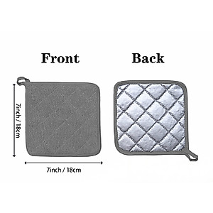 VEIKERY Oven Pot Holders 100% Cotton,7x7 inches,3 Packs,Perfect for Cooking, Baking, Serving, BBQ or Dinner Party (Gray, 3)