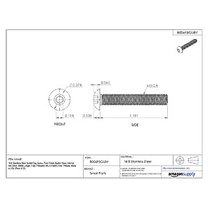 18-8 Stainless Steel Socket Cap Screw, Plain Finish, Button Head, Internal Hex Drive, 30mm Length, Fully Threaded, M5-0.8 Metric Coarse Threads, Made in US (Pack of 25)