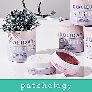 Patchology Holiday Spirits skincare gift set for men and women – 30 Under Eye Patches. Serve Chilled Bubbly and Rosé Eye Gels with Niacinamide, and Hyaluronic Acid for brightening, anti-aging. Perfect for gifts and stocking stuffers