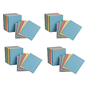 Oxford Mini Index Cards, 3" x 2.5", Ruled, Assorted Colors, 200 Per Pack, Pack Of 4, 800 Cards Total (10010EE)