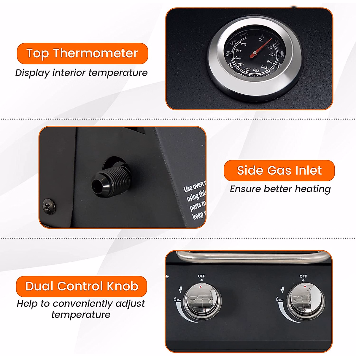 Grill Portable Gas Grill, 20,000 BTU Two Burner Tabletop Barbecue Grill w/Built-in Thermometer, Grease Tray, Waterproof Top Lid, Folding Legs, Compact Propane Grill for Backyard, Camping, Picnic