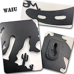 WAIU horseshoe metal wall art décor with cowboy, western rustic style horse shoes decoration hanging for bedroom living room bathroom, country decor for the home indoor outdoor,matte black