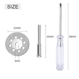 545 Diamond Cutting Wheel (22mm) 20pcs with 402 Mandrel (3mm) 4pcs and Screwdriver for Rotary Tools