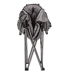 MacSports C932S-129 Padded Cushion Outdoor Folding Lounge Patio Club Chair, Gray