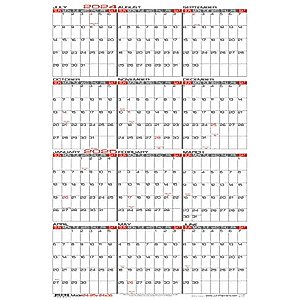 JJH Planners - Laminated - 24" x 36" Large Academic 2024-2025 Wall Calendar - Vertical 12 Month Yearly Annual Planner (24-25v-24x36)