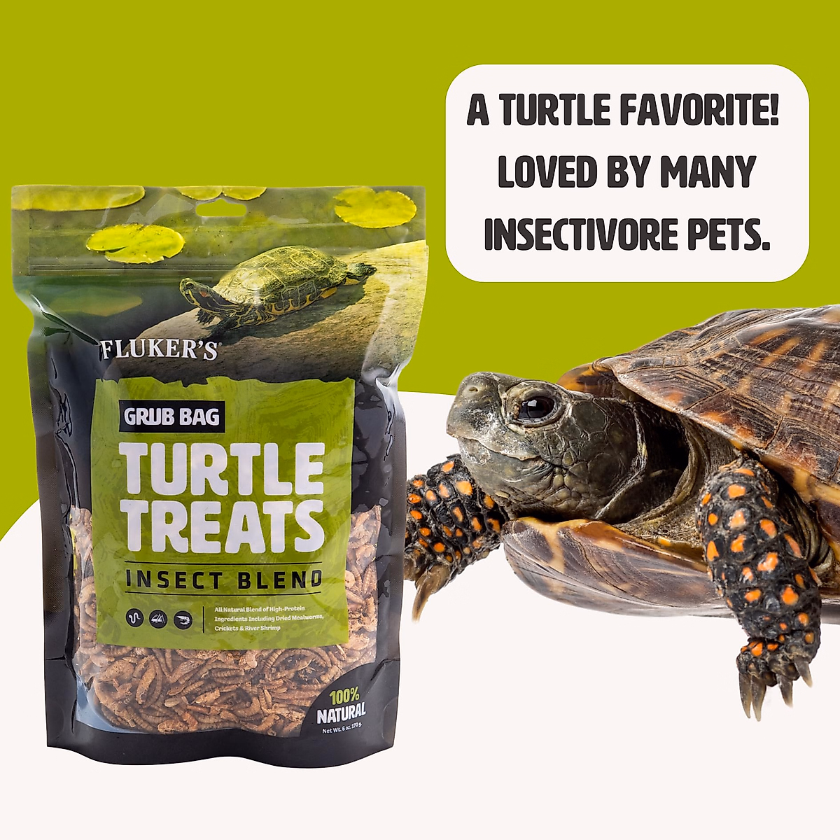 Fluker's Grub Bag Turtle Treats, Insect Blend, High Protein Freeze Dried River Shrimp, Crickets, and Mealworms, For Aquatic Turtles, Amphibians, and Reptiles, 12 oz