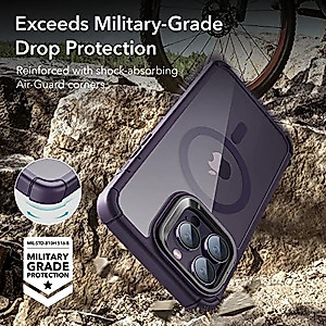 ESR for iPhone 14 Pro Max Case, MagSafe Compatible, Full Body Shockproof Case, Military-Grade Protection, Magnetic Phone Case for iPhone 14 Pro Max, Shock Armor Kickstand Case (HaloLock), Clear Purple