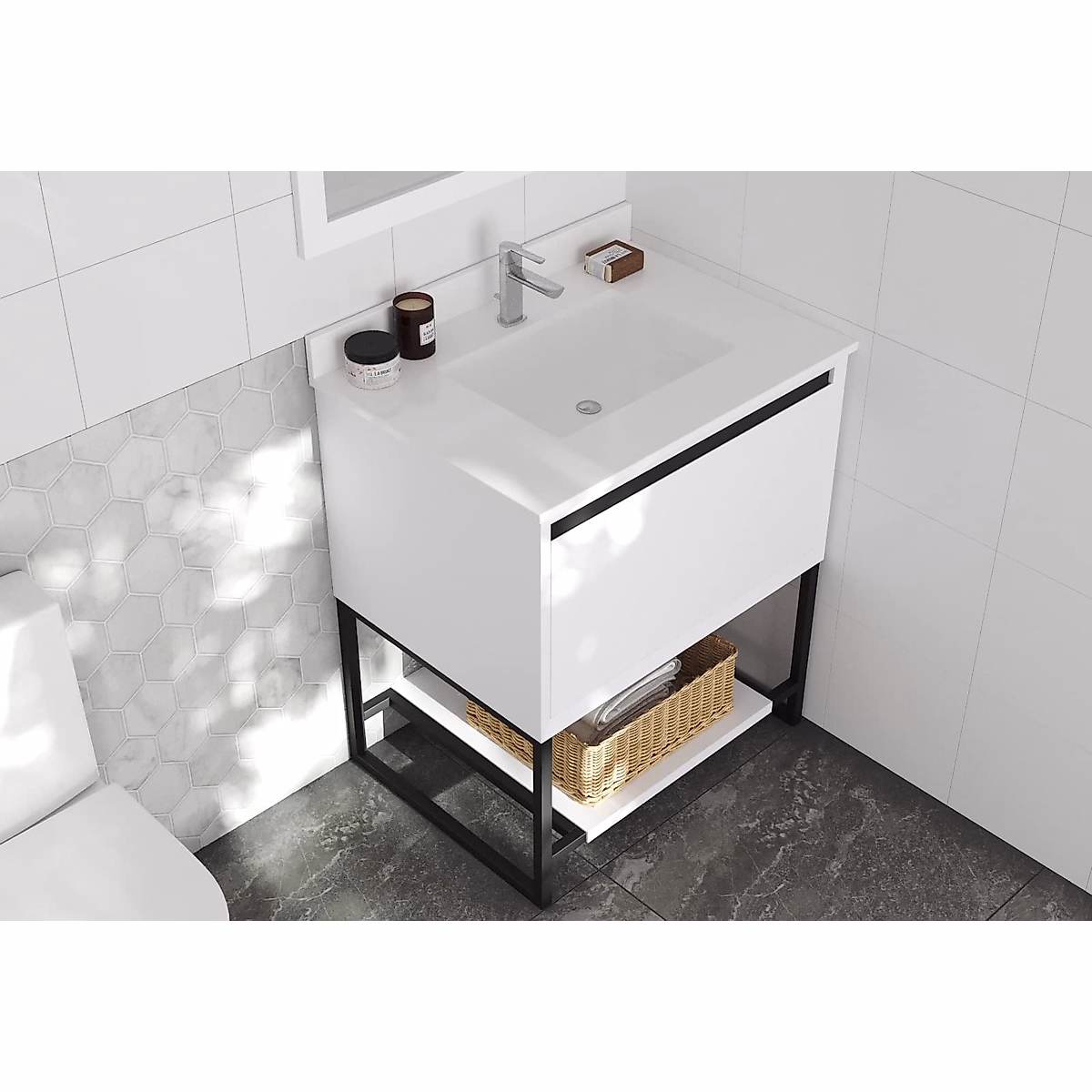Laviva Alto 30 - White Cabinet White Quartz Countertop