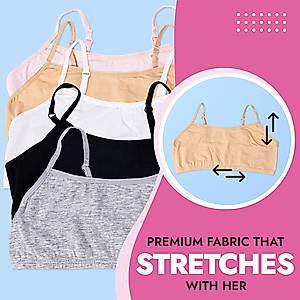 Popular Cotton Girls Training Bra - Crop Cami w Adjustable Straps. Bra Pack 5 PK Neu 7/8