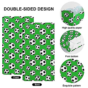 durony 24 Pack Soccer Gift Bags Paper Treat Bags Soccer Print Goodie Bags with Stickers for Sports Theme Party Decorations, Game Celebration Supplies