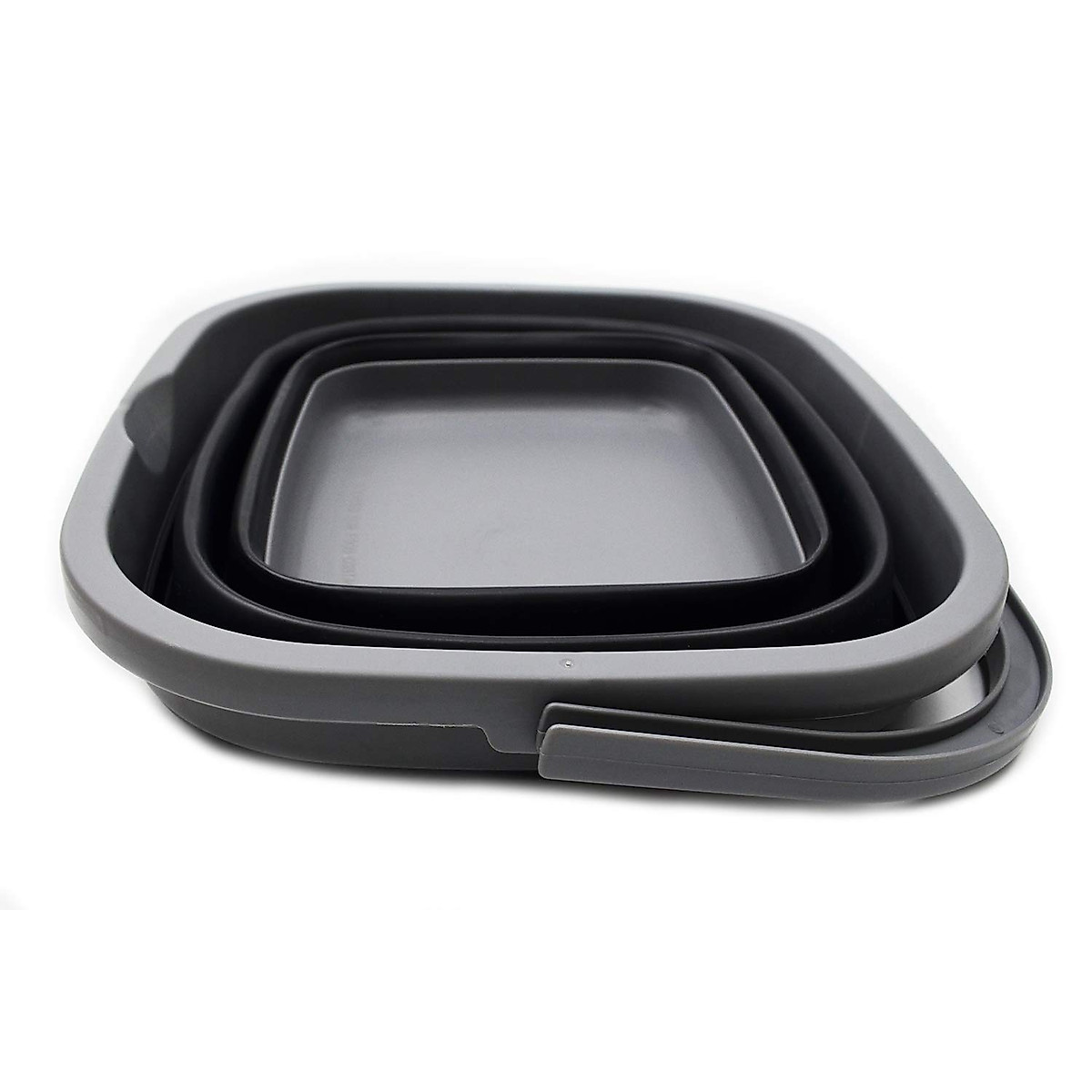 SAMMART 11L (2.9 Gallon) Collapsible Rectangular Handy Basket/Bucket (1, Grey/Black)