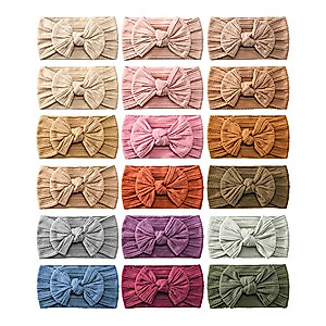 jollybows 18pcs Baby Nylon Headbands Hair Bow Elastics Hairbands Hair Accessories for Baby Girls Newborn Infant Toddlers Kids