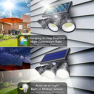 Solar Outdoor Lights, Kasonic ML5000 Motion Sensor Security LED High Brightness 7000K, IP65 Waterproof, Cordless, Flood Light for Garage Yard Garden Porch, 1 Pack