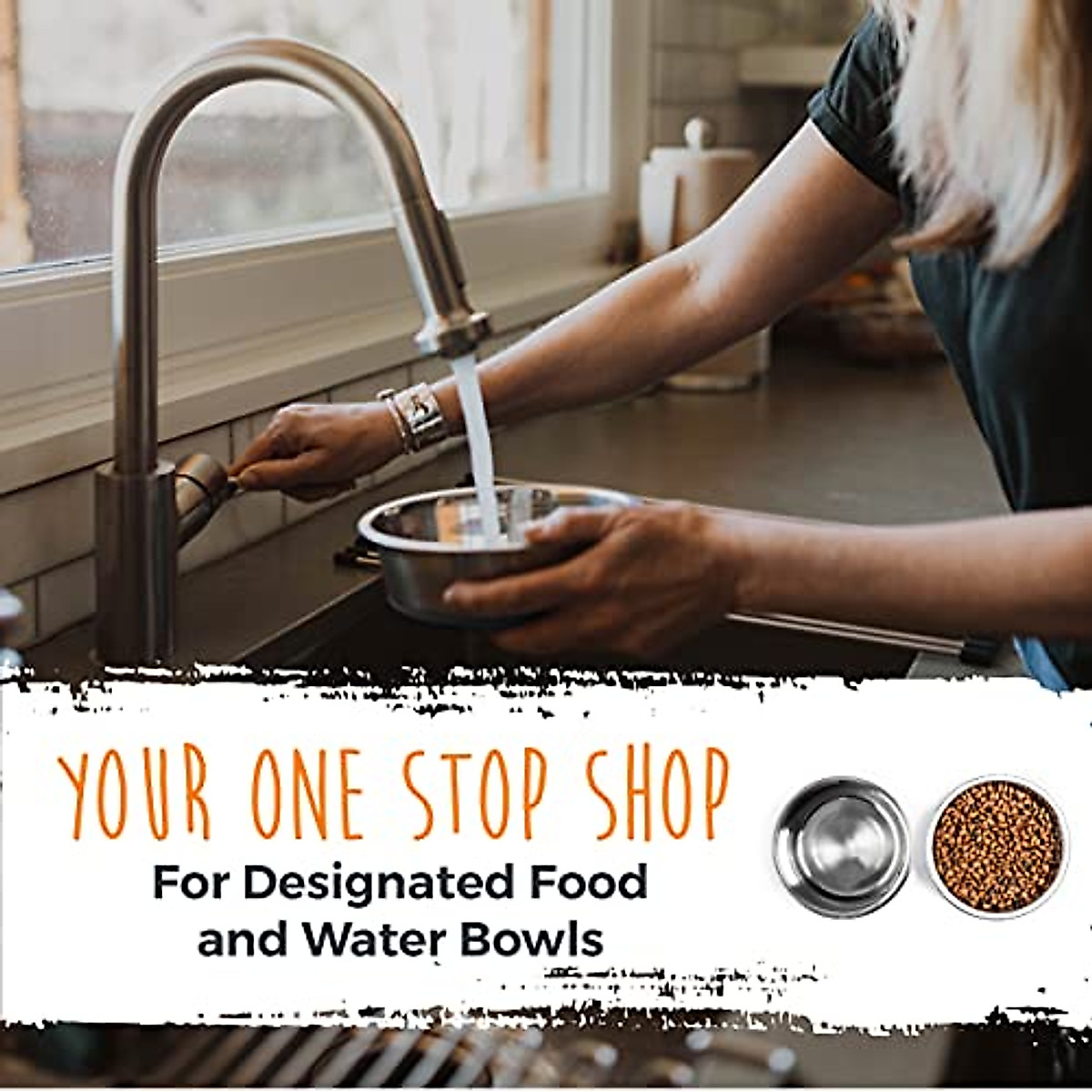 Mighty Paw Stainless Steel Dog Bowls (2 Pack) | Non-Slip Rubber Bottom and No Spill Design. Dishwasher Safe Metal Food & Water Dish Set for Small & Large Pet Breeds. (Small, Dogs <30 lbs, 5.5”)