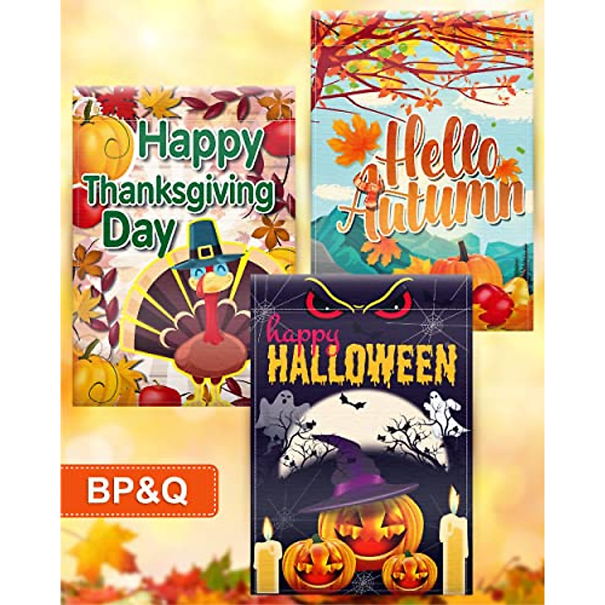 BP&Q Seasonal Garden Flags 12x18 Double Sided Set of 12 - Outdoor Garden Flag Set Holiday Decorations for All Seasons - Small Yard Flags for Outside with Anti-Wind Clip and Stopper