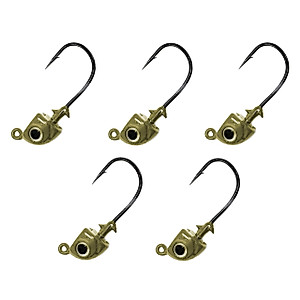 Reaction Tackle Tungsten Swimbait Jig Heads - 3D Realistic Eyes Attract Bass and More- Swim Bait Jig Head for use with Freshwater or Saltwater Fishing (5-Pack) - 1/4oz - Green Pump