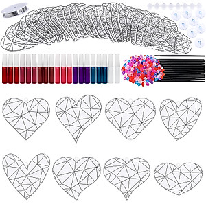 Winlyn 24 Sets Heart Suncatchers Ornaments Decorations DIY Window Paint Art Stickers Crafts Heart Sun Catchers Kits for Kids Valentine's Day Pirate-Themed Birthday Activities Party Favors Art Project