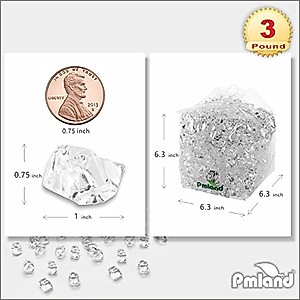 PMLAND 550 Pcs Clear Acrylic Fake Ice Rocks Crystals Gems Cubes Diamonds -3Lbs Bulk Bag for Vase Filler Table Scatter Party Wedding Arts Crafts Decoration
