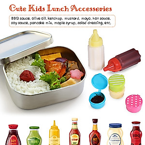 Zubebe 36 Animal Food Picks for Kids 8 Mini Condiment Bottles Ketchup Squeeze Bottle 4 Sauce Container Lunch Bento Box Accessories