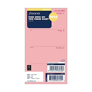 Filofax Personal week on two pages English 2024 diary - pink
