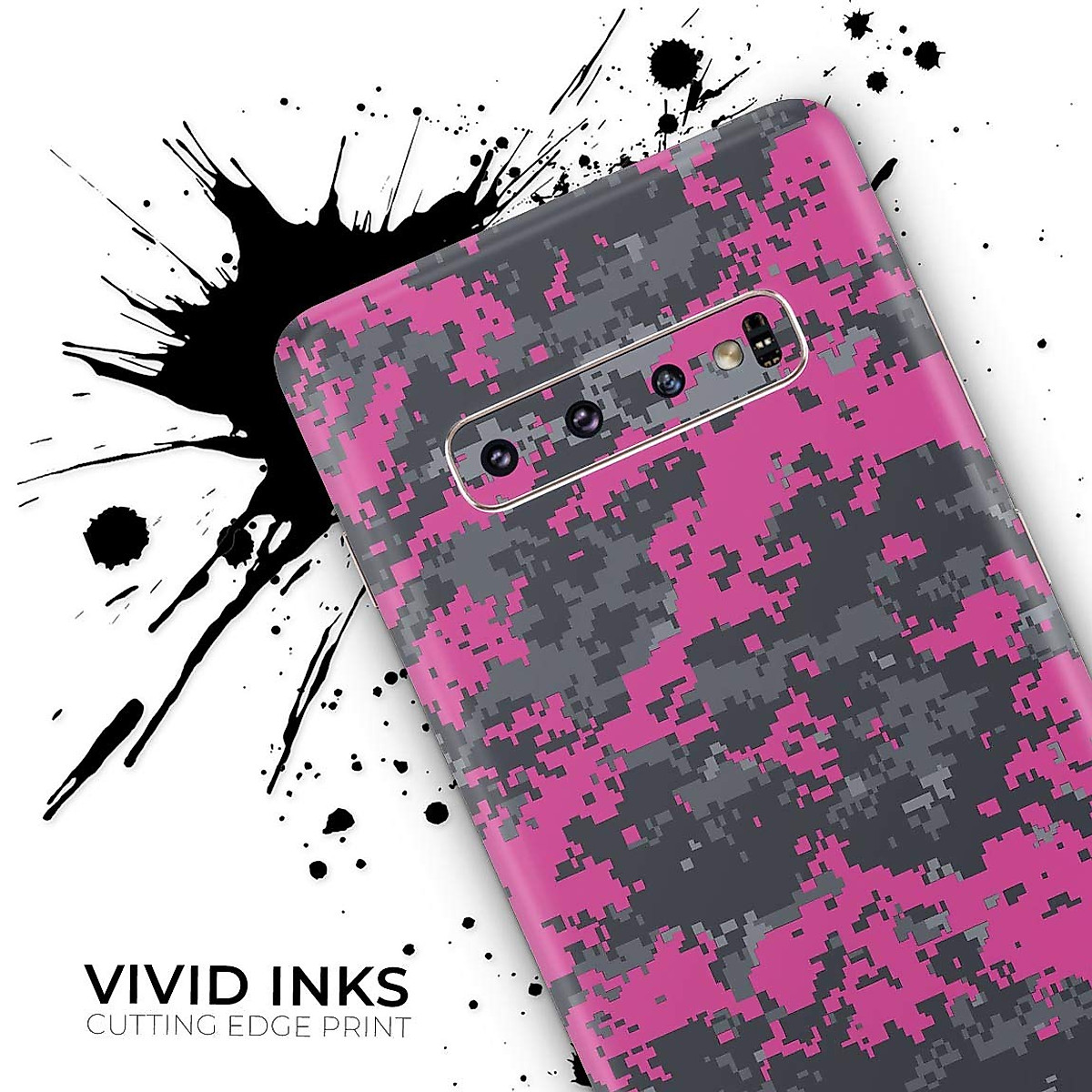 DesignSkinz Hot Pink and Gray Digital Camouflage Protective Vinyl Decal Wrap Skin Cover Compatible with The Samsung Galaxy S20 (Screen Trim & Back Glass Skin)