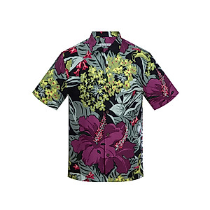 Havana Breeze Men's Hawaiian Button Shirts Breathable & Luxurious Silk Blend Short Sleeve Blouse for Vacation Safflower XXL