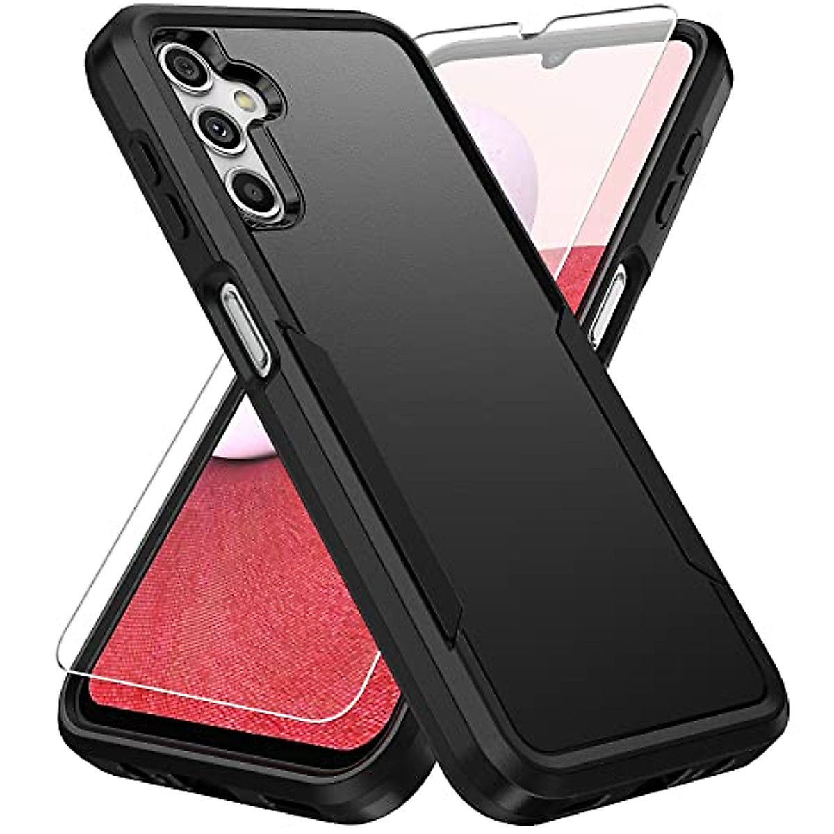 Warsia for Galaxy A14 5G Phone Case,Samsung Galaxy A14 5G Case with Screen Protector,Heavy-Duty Tough Rugged Shockproof Protective Phone Case for A14 5G, Black