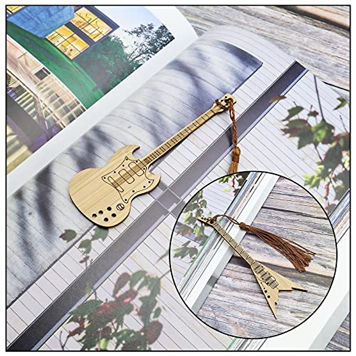 4pcs Bookmark Guitar Shape Tassel Creative Bookmark for Sheet Music Decoration Page Marker Art Craft Decor Page Marker Holder Gift for Student Teacher Reader