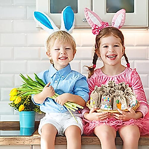 50 Pcs Easter Burlap Bags with Drawstring Bunny Burlap Gift Bag Burlap Bunny Bag Gift Wrap Bags Goody Bags for Kids Easter Party Favor Supply DIY Craft