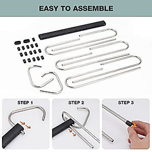 Pants Hangers Space Saving Collapsible Multiple Pants Hangers for Closet Stainless Steel 6 in 1 Trousers Hangers 360°Swivel Clothes Hangers Storage Organizer for Pants Jeans Scarf (1 Pack-6 Layers)