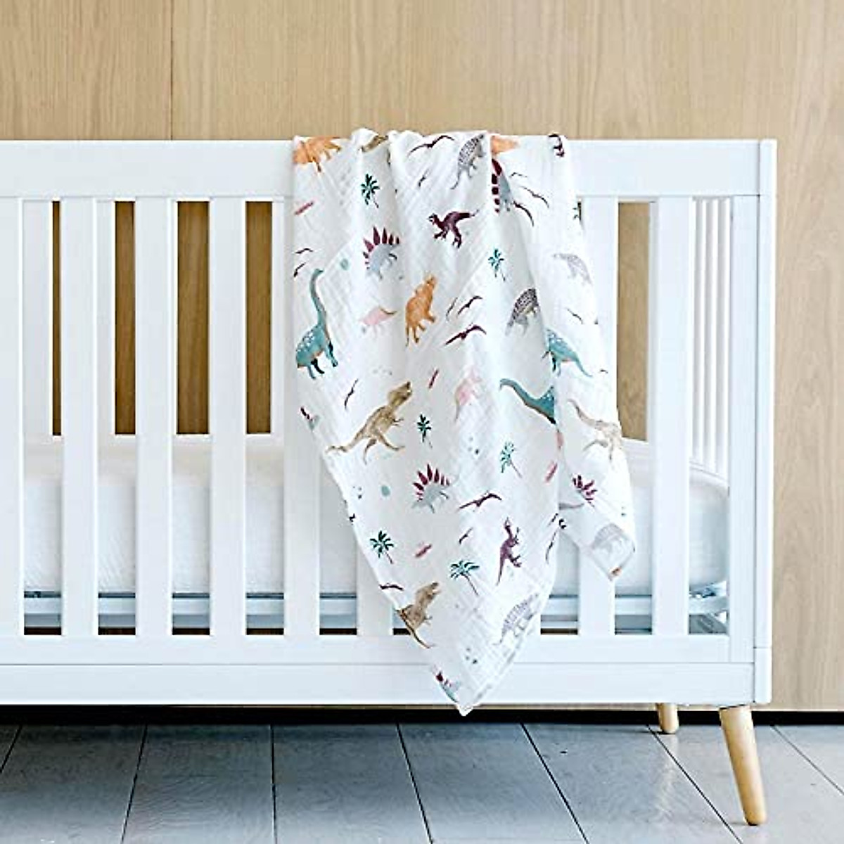 Red Rover Kids Cotton Muslin Swaddle - 47” x 47”- 100% Cotton – Machine Washable – Softer with Every Wash – Playful Designs - Soft, Breathable & Lightweight – Unisex - 3 Pack (Dino Days)