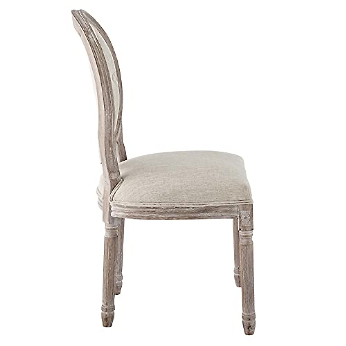Modway Arise French Vintage Tufted Upholstered Fabric Dining Side Chair in Beige