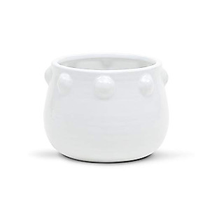 WGV Ceramic Bowl Vase, Width 6.5", Height 5", Knob Pot, Bright Clean White Planter Centerpiece for Wedding Event Office Home Decor, 1 Piece