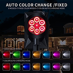 Rrtizan Solar Lights Outdoor Garden, Landscape Spotlights Waterproof, Auto/Adjustable 2-in-1 RGB Solar Lights, Bright and Dark Sensing, Changing & Fixed Color, for Yard, Pathway, Garden(2 Pack)