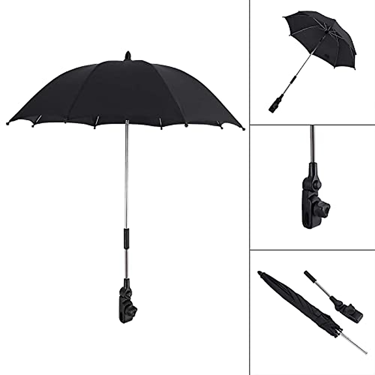 TOPINCN Baby Stroller Parasol, Universal Umbrella with Clamp, 360 Degree Adjustable Stroller Sun Shade, Umbrella for Trolley, Bike, Wheelchair, Beach Chair