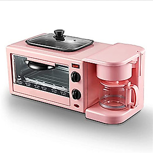Breakfast Machine Multifunctional ９L Electric Oven,Mini Small Home Toaster Home Multi Functional Three-in-One Automatic Breakfast Coffee Machine Air Fryer (Red Set Meal 1)