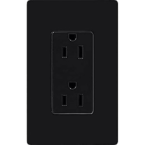 Lutron Claro 15 Amp Duplex Outlet, Black, with 1-Gang Wallplate
