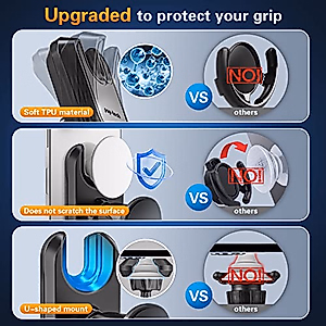 pop-tech Car Vent Phone Mount for Socket Grip, Air Vent Clip Phone Holder Compatible with Magsafe Wallet Black & iPhone Samsung Card Holder, Cell Phone Stand with Sticky Adhesive