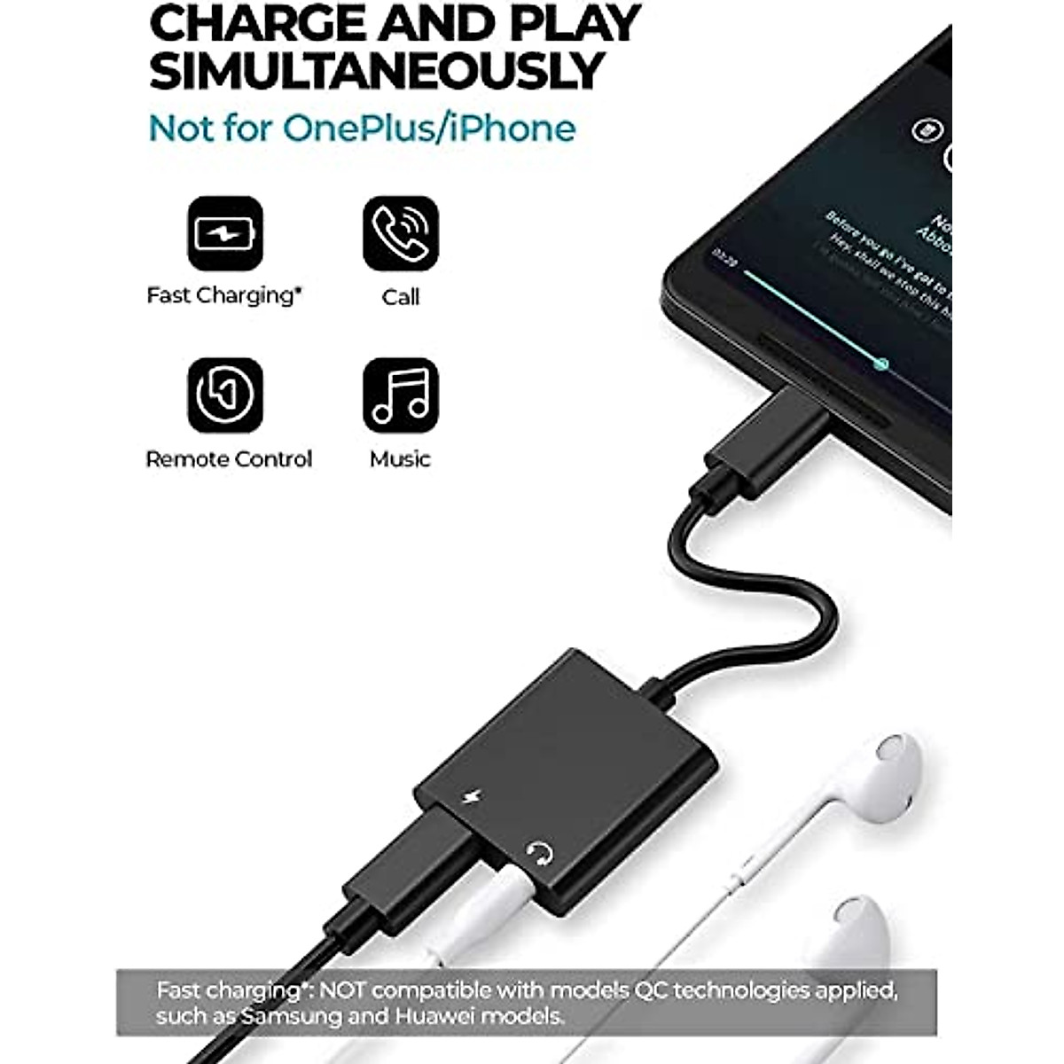 USB Type C to 3.5mm Headphone and Charger Adapter, 2-in-1 USB C to AUX Mic Jack with PD 30W Fast Charging for Stereo,Compatible with Huawei P30 20 Pro/Mate 20 Pro/Google Pixel/Samsung/OnePlus/More USB