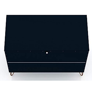Manhattan Comfort Rockefeller Mid-Century Modern 3 Drawer Bedroom Dresser, 17.52" L x 35.24" W x 30.82", Midnight Blue