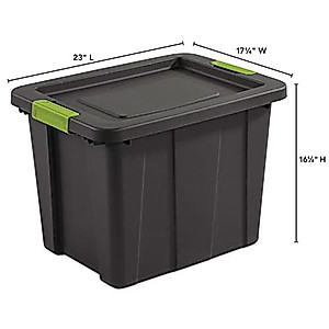 Sterilite Tuff1 Multipurpose 18 Gallon Stackable Plastic Storage Container Organizational Tote Bin with Secure Latching Lids, Flat Gray (6 Pack)