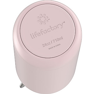 LIfeFactory Stainless Steel Vacuum-Insulated Sport Bottle, 24 Ounce, Desert Rose