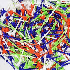 ENHUA GOLF Tees Plastic 60 Count,3 1/4 Inch Long Frictionless Unbreakable Step Tee Bulk Colored Tees Reduce Friction & Side Spin(Mixcolor)
