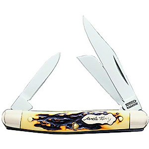 Uncle Henry 807UH Junior Traditional Folding Pocket Knife with 3 High Carbon Stainless Steel Blades, Classic Staglon Handle, and Nickel Silver Bolsters for Hunting, Everyday Carry, Camping and Outdoor