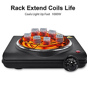 Electric Charcoal Burner Stove Portable Hot Plate Grill Coal Burners Heating Plate 1000W Charcoals Starter Heater with Smart Heat Control & Stainless Steel Fast Heating for Cooking top Countertop